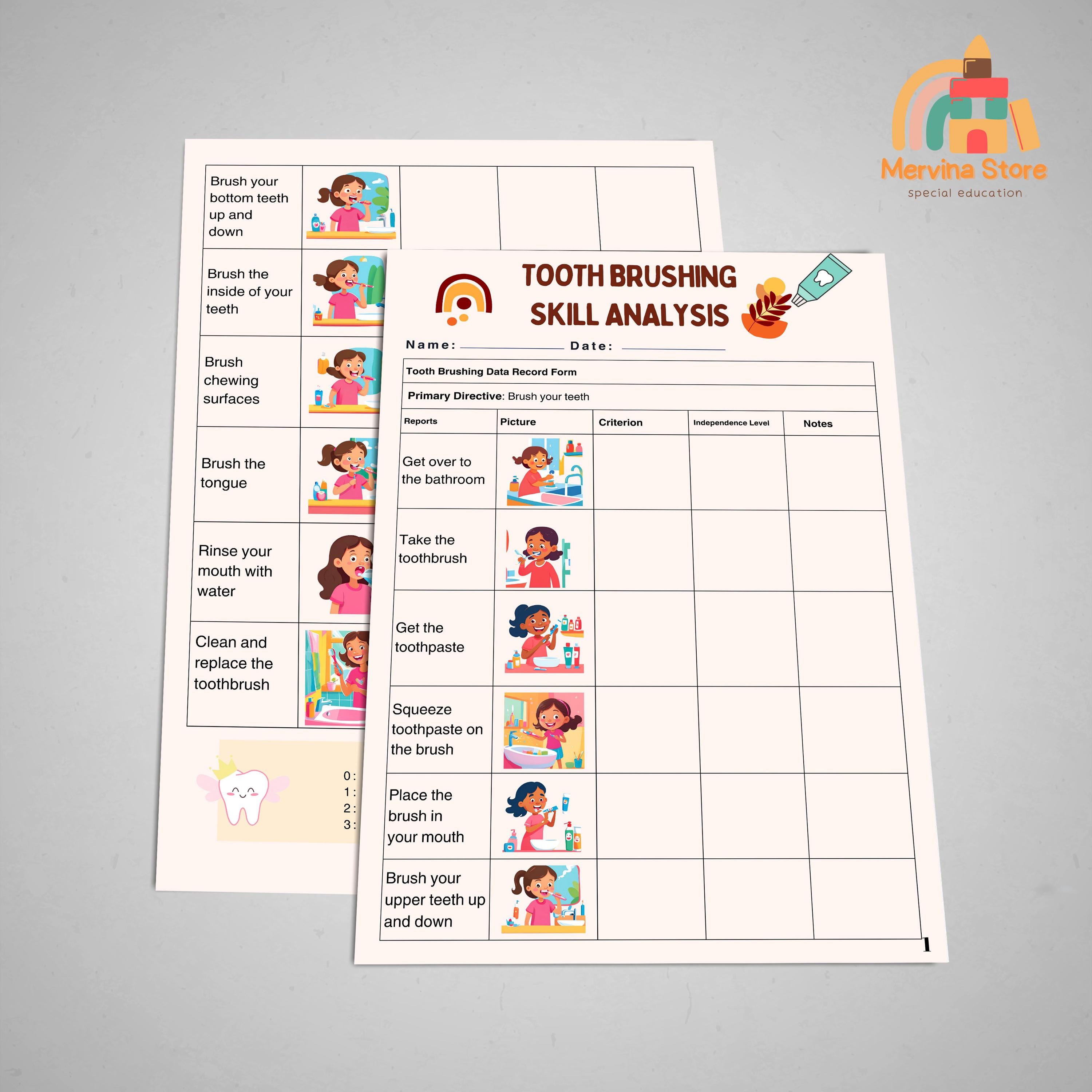 Teeth Brushing Task Analysis, Brushing Teeth Routine Visual, Autism Boy or Girl Brushing Teeth ...