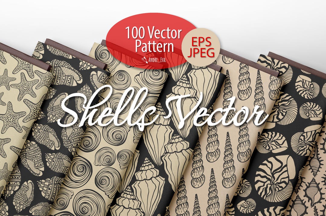 100 Seashell Vector Patterns | Sea Shells Digital Paper | Beach ...