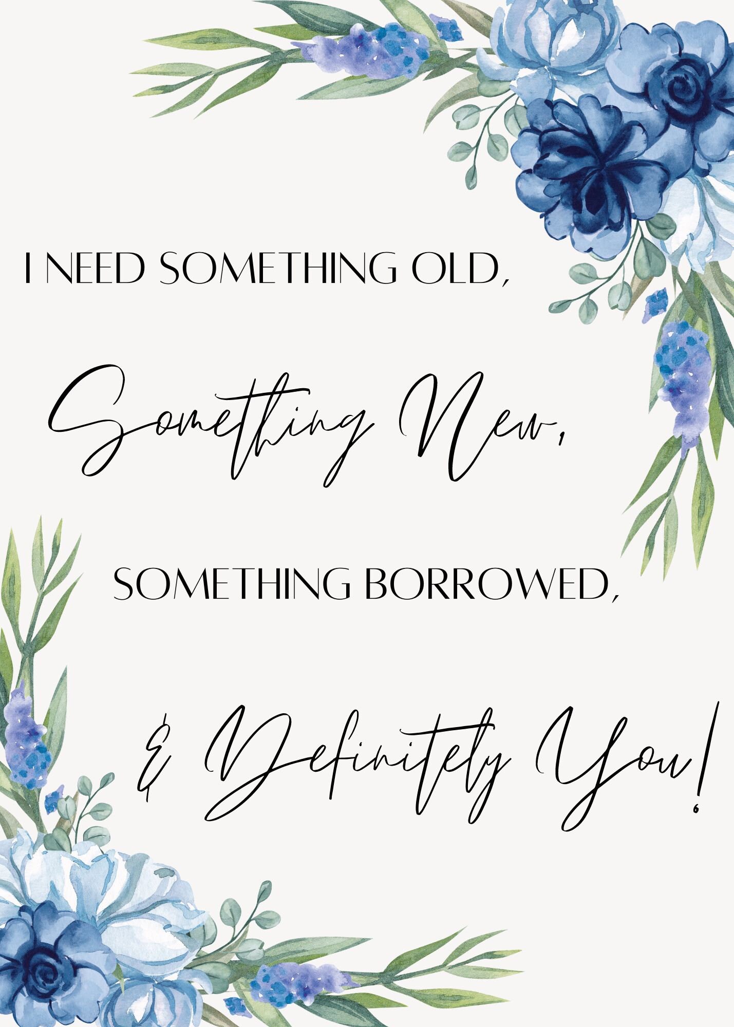 3 - Something Blue Proposal Card Template Set, Will You Be My Blue Crew ...