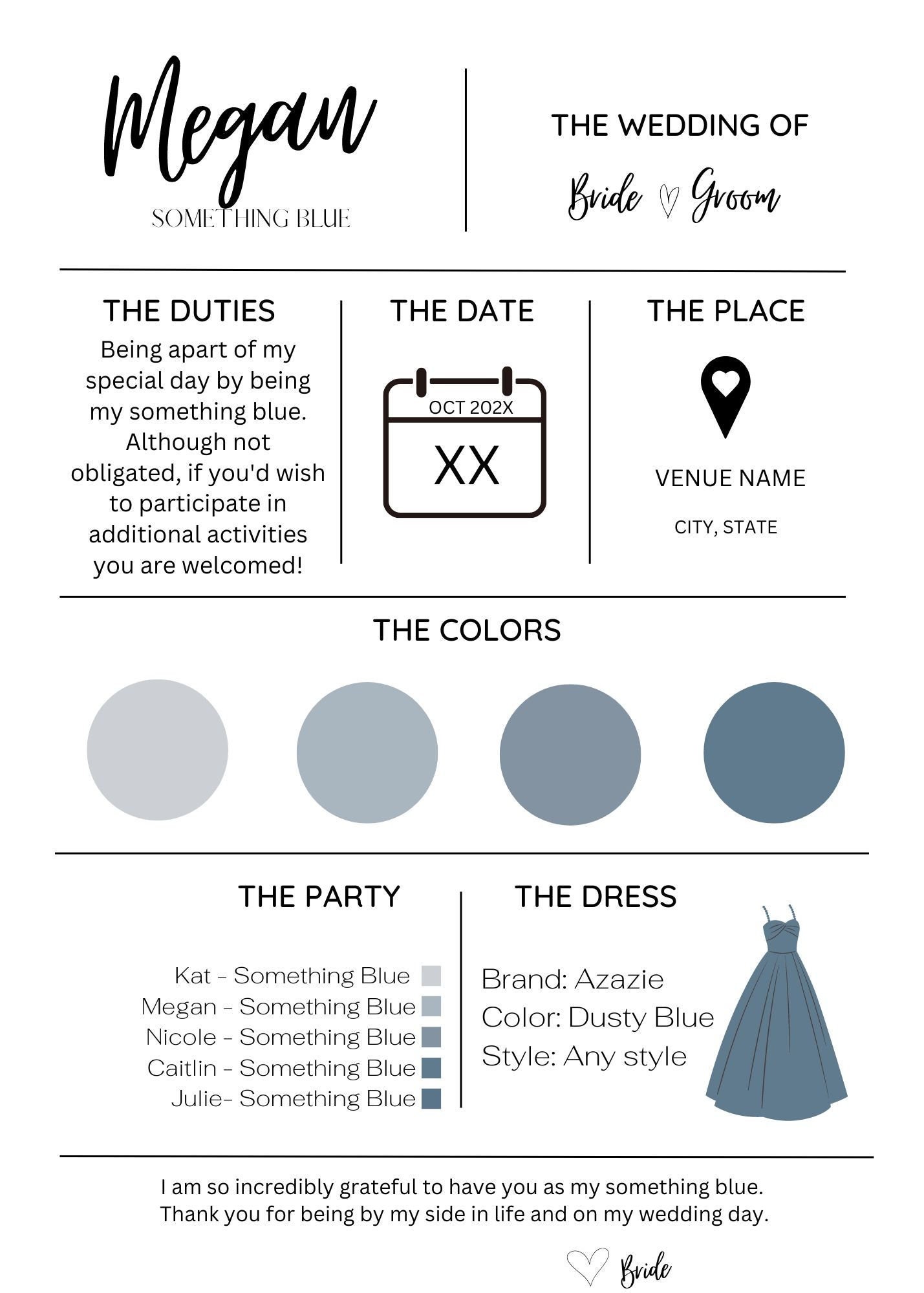 3 - Something Blue Proposal Card Template Set, Will You Be My Blue Crew ...