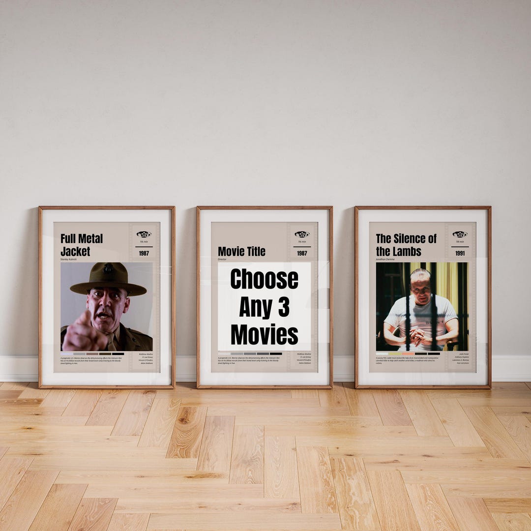 Set of 3 Movie Posters Personalised Movie Print Aesthetic Choose Your ...