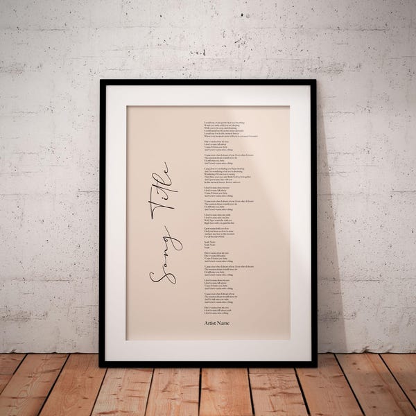 Lyric Poster - Etsy UK