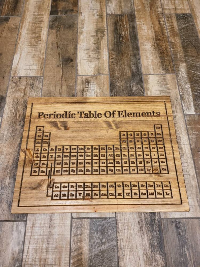 Periodic Table of Elements Wood Sign Custom Engraved Wall Décor Rustic ...