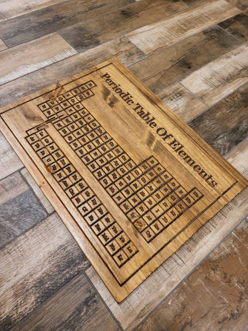 Periodic Table of Elements Wood Sign Custom Engraved Wall Décor Rustic ...