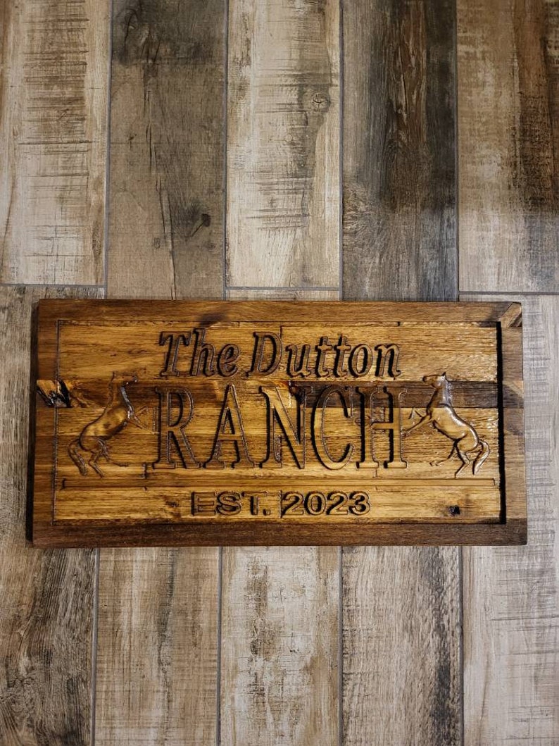 Last Name Horse Ranch Sign, 3D Custom Wood Sign, Vintage Texture ...