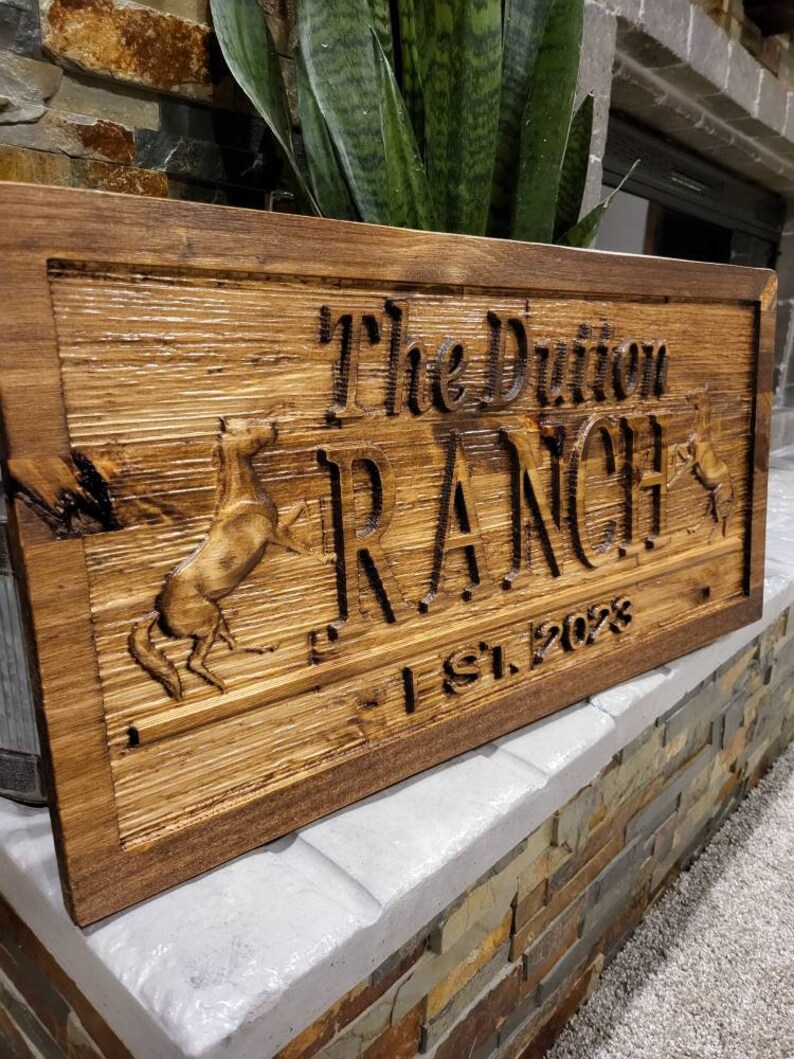 Last Name Horse Ranch Sign, 3D Custom Wood Sign, Vintage Texture ...