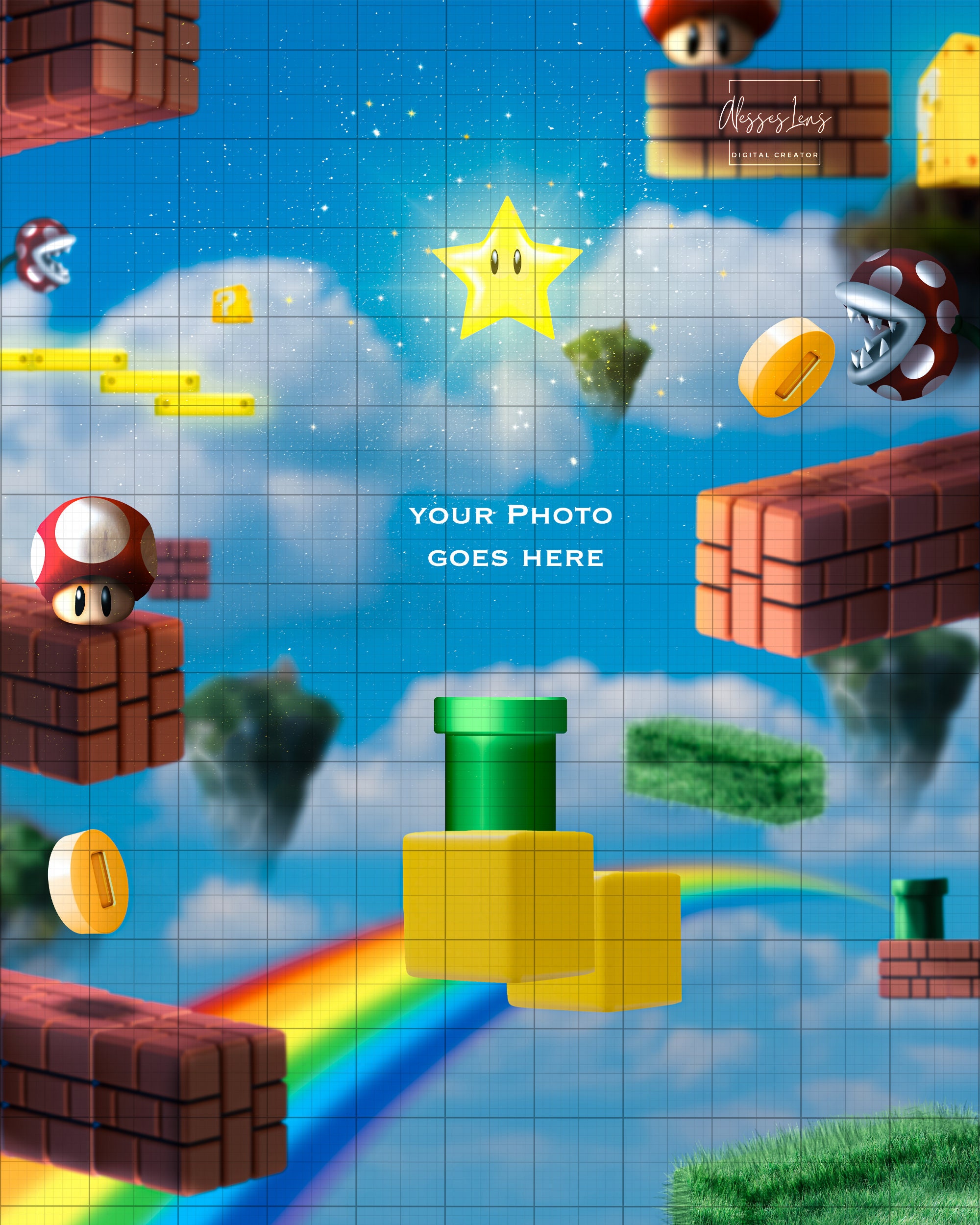 Mario Bros Digital Backgrounds,video Game Inspired, Gamer, Super Mario ...