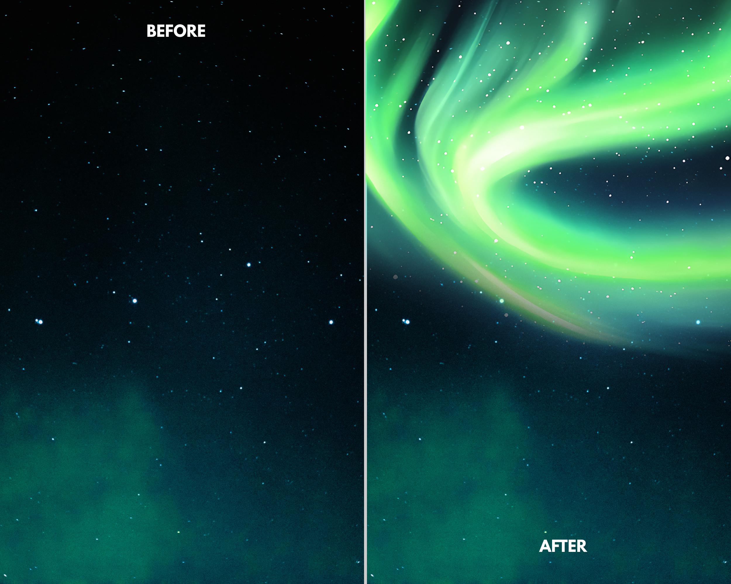 Aurora Lights Photoshop Brushes – 100+ Northern Lights Stamps (.ABR) - Etsy