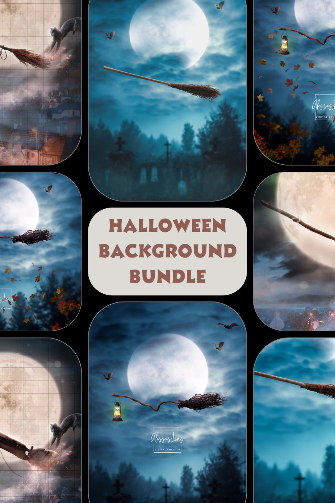 Spooky Halloween Digital Background Bundle Photography, Instant ...