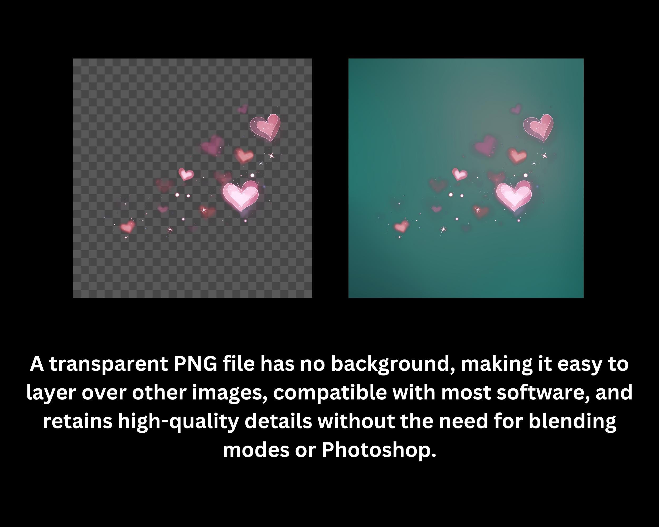 Glowing Kawaii Heart Overlays: Twinkle Heary Bokeh Photography Effects ...
