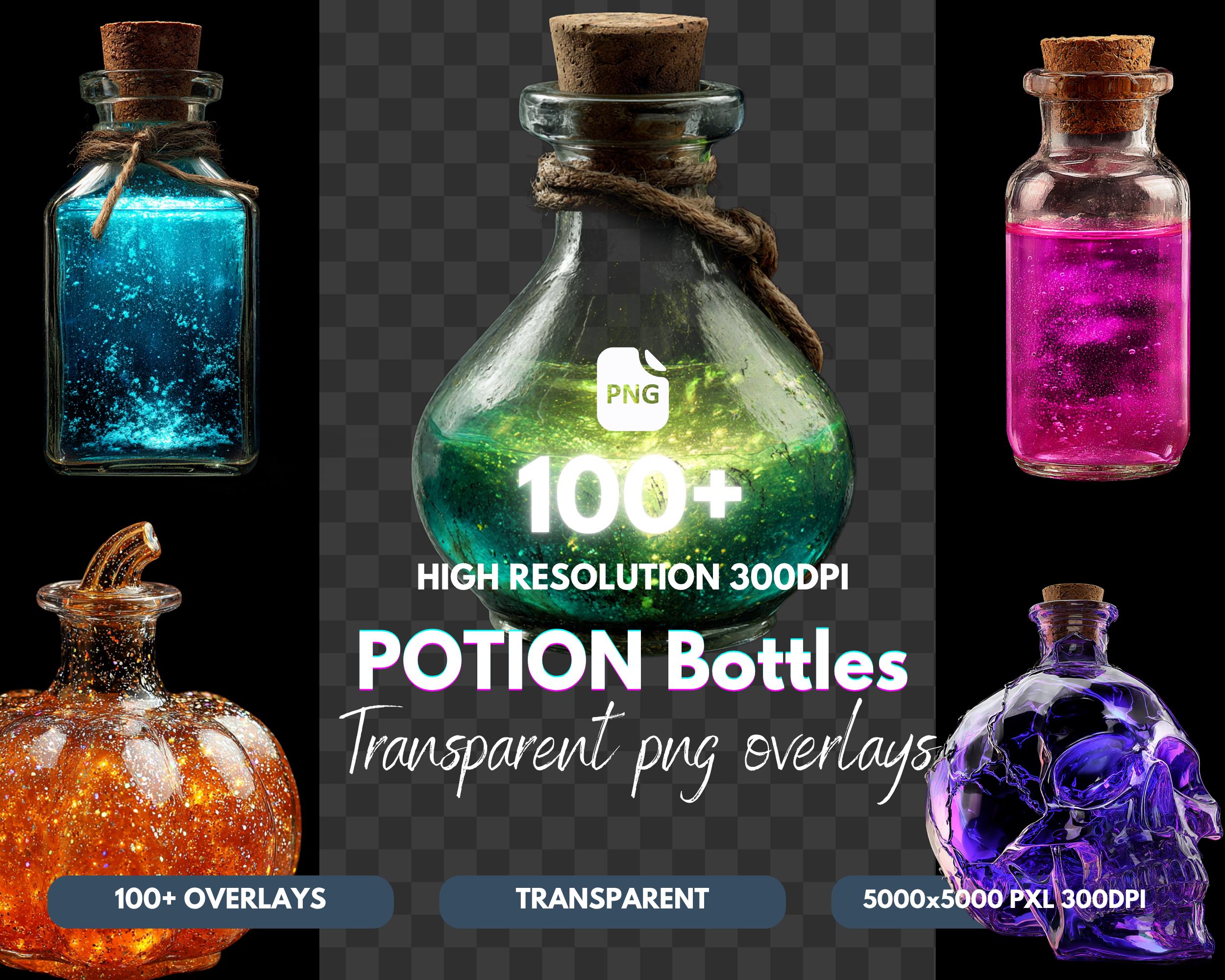 Potion Bottle PNG Overlays: Fantasy Elixirs Clipart (digital Download ...