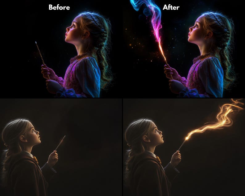 Magic Wand Photoshop Overlays: Wizard & Witch Effects (brushes Included ...