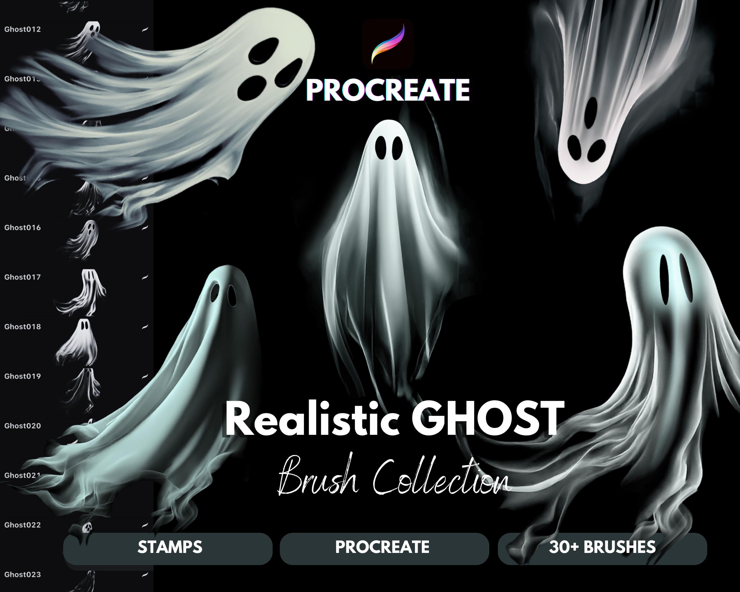 Procreate Ghost Brush Set: 30 Eerie Stamps + Magic Swirls (digital ...
