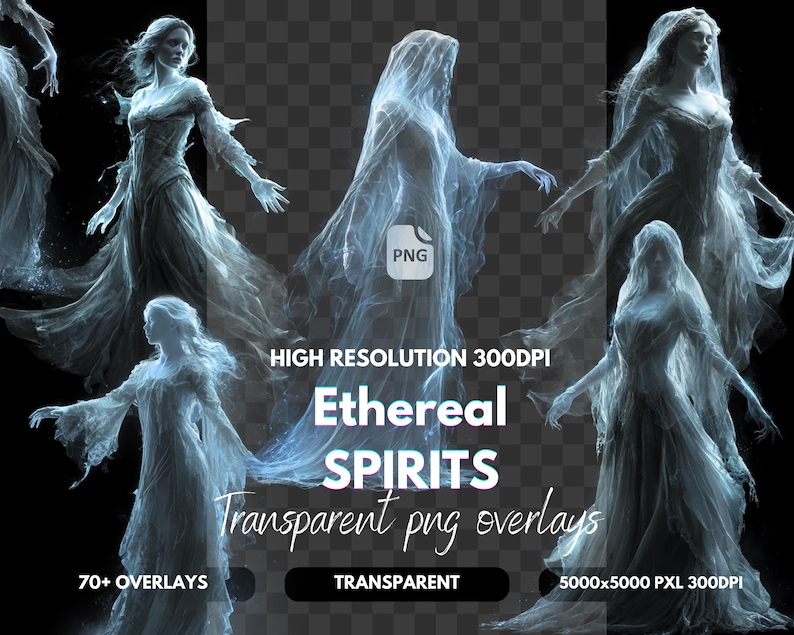 Ethereal Spirit Woman PNG Overlay | Gothic Spectral Lady | Glowing ...