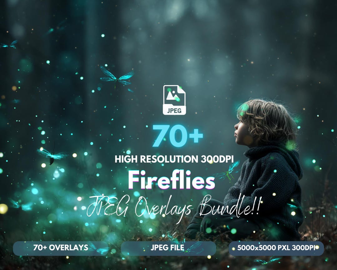 Firefly Light Effect Overlays: Bokeh, Sparkling Lights (JPEG, PNG Files ...