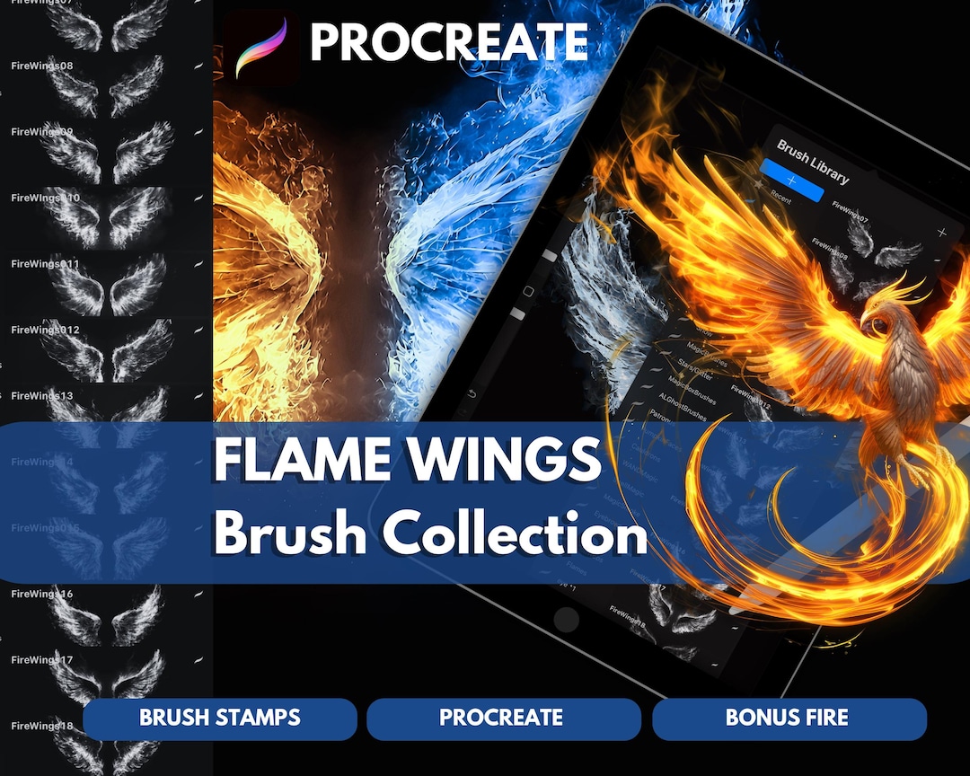Magic Flame Wing Procreate Brushes, Glow Procreate Brushes, Brush Glow Effect Brushes for ...