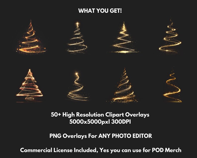 Sparkling Christmas Tree PNG Overlays | Holiday Lights Clipart (digital Download) - Etsy
