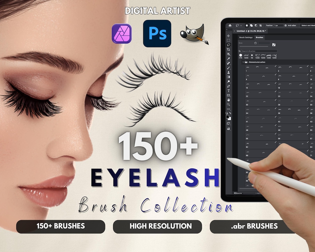 Photoshop Eyelashes Brushes: 150+ Volume Lash Brush Set (digital ...
