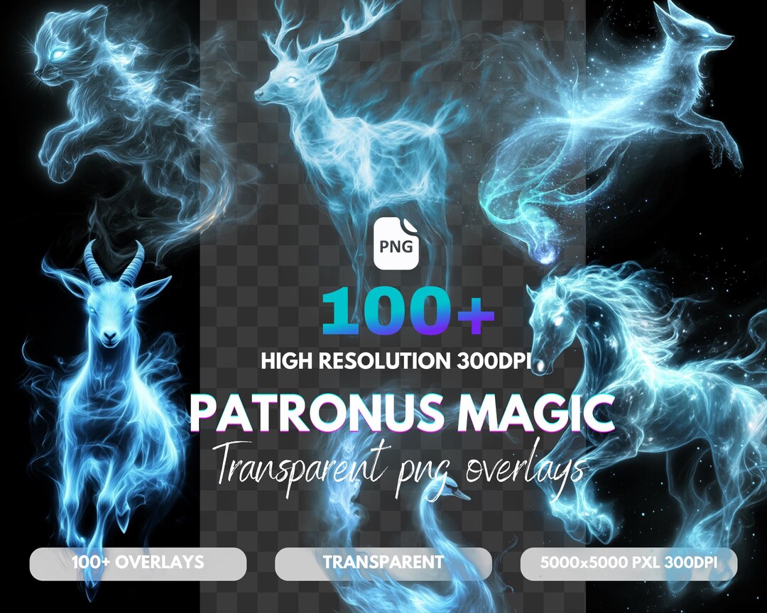 Magical Spirit Animal PNG Overlays: Fantasy Light Effects (digital ...