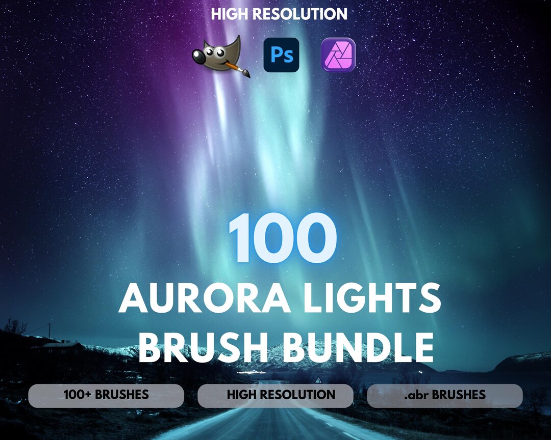 Aurora Lights Photoshop Brushes – 100+ Northern Lights Stamps (.ABR) - Etsy