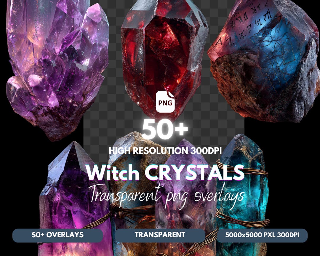 Crystal Witch PNG Overlays – Magical Crystal Transparent Clipart for ...