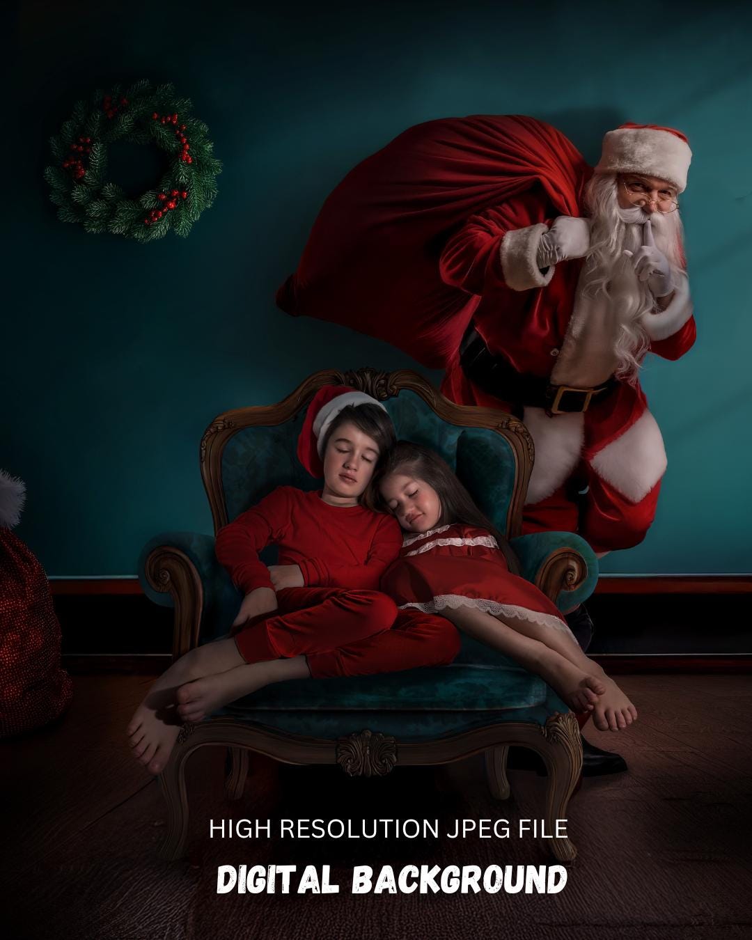 Santa's Chair Christmas Digital Background: Photoshop Backdrop (digital ...