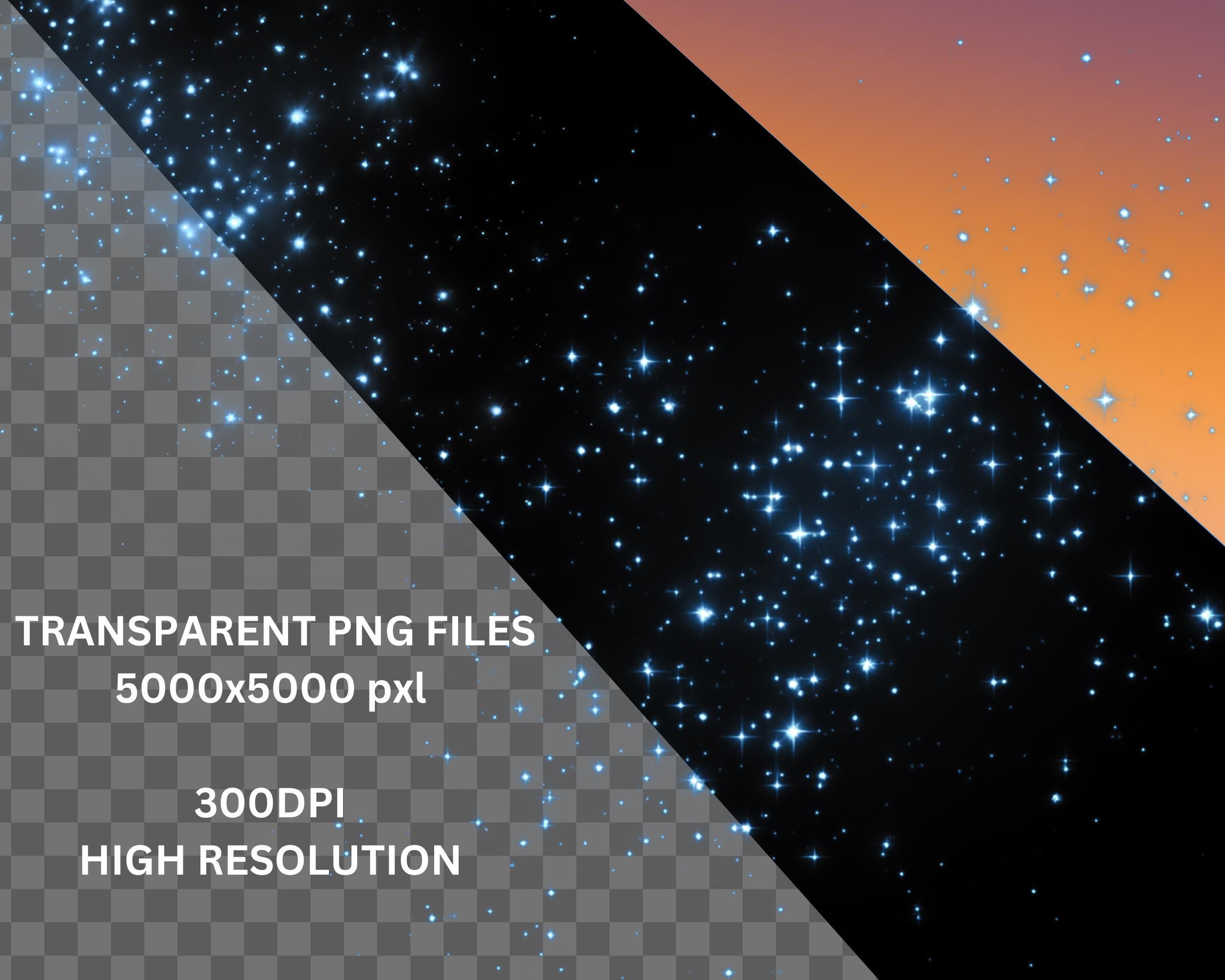 50+ Realistic Glowing Starry Night Overlay PNG | Magical Stars ...