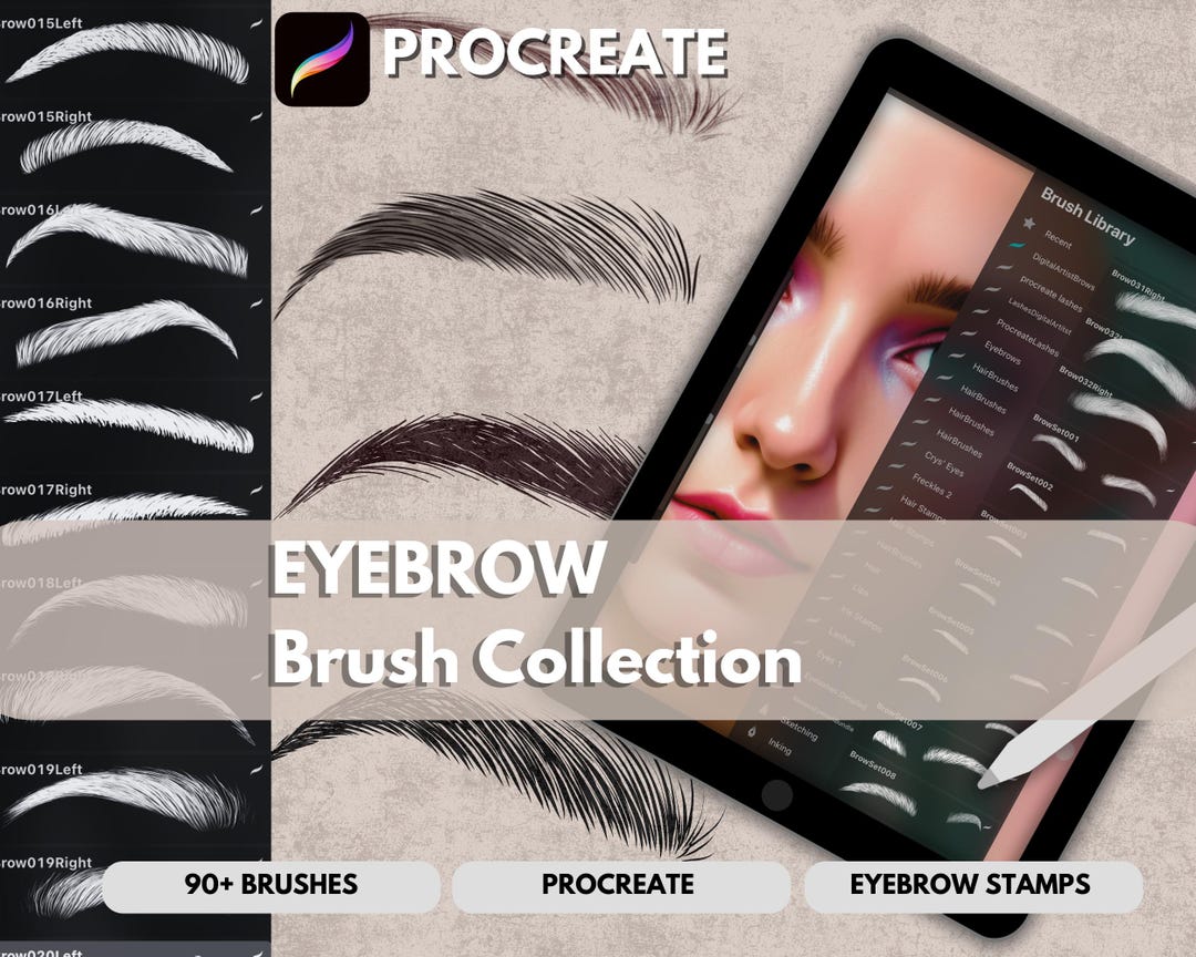 Procreate Eyebrow Brushes: 90+ Custom Brush Set (digital Download) - Etsy
