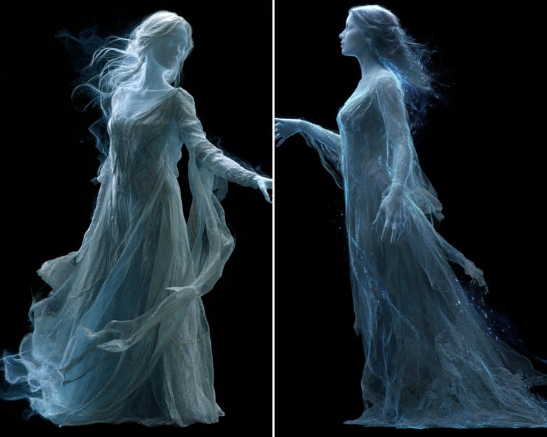 Ethereal Spirit Woman PNG Overlay | Gothic Spectral Lady | Glowing ...