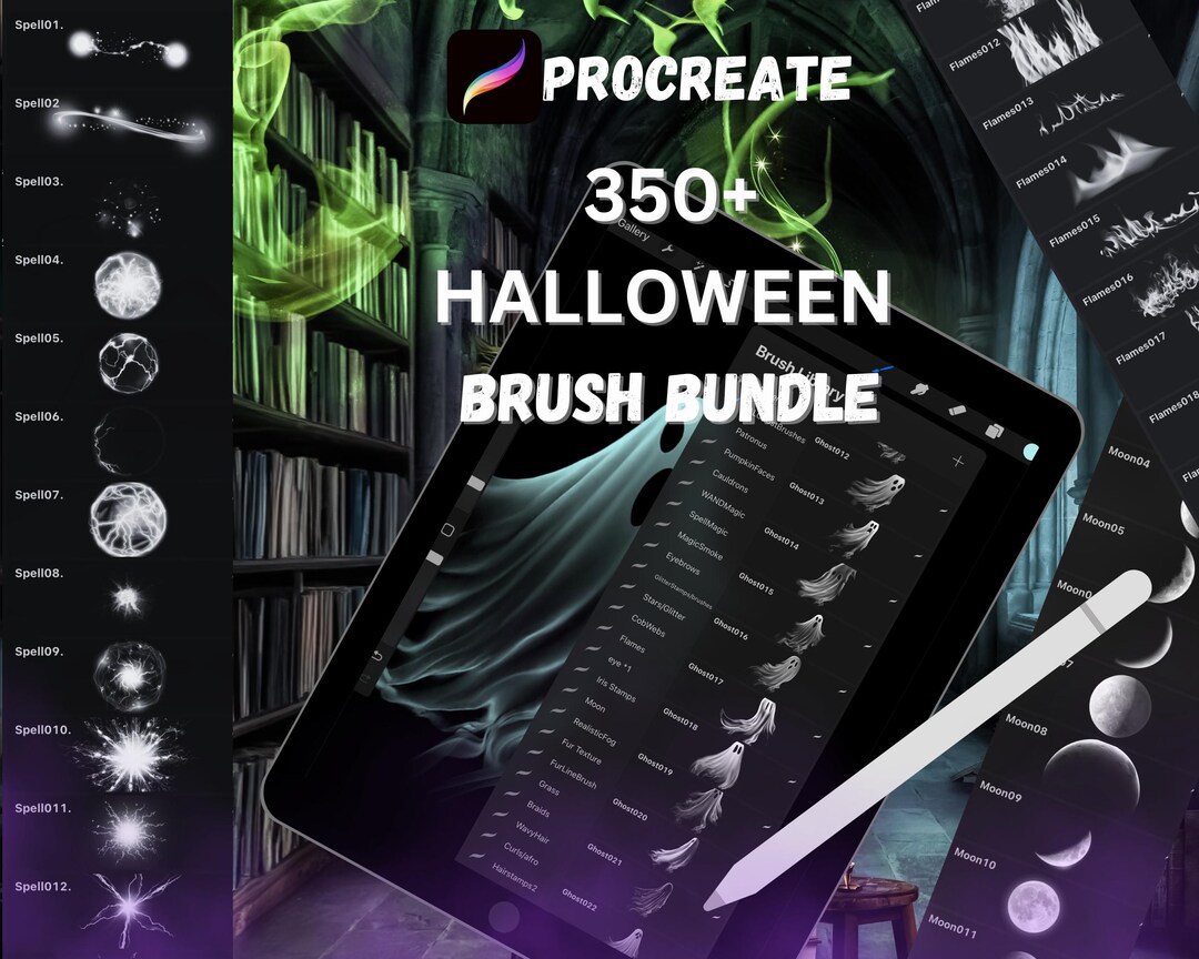 Mega Halloween Procreate Brush Bundle, Halloween Magic Brushes, Glow ...