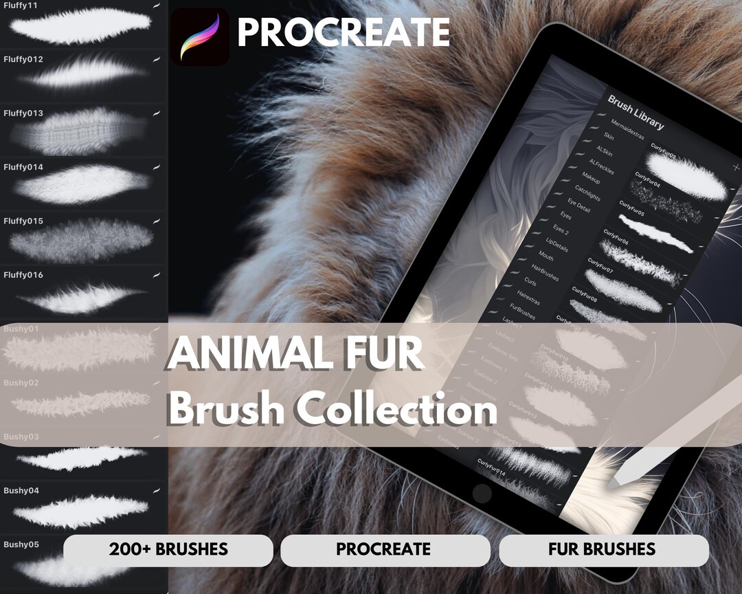 200+ Fur Brushes Procreate, Animal Hair Brushes, Pet Portrait Brushes ...