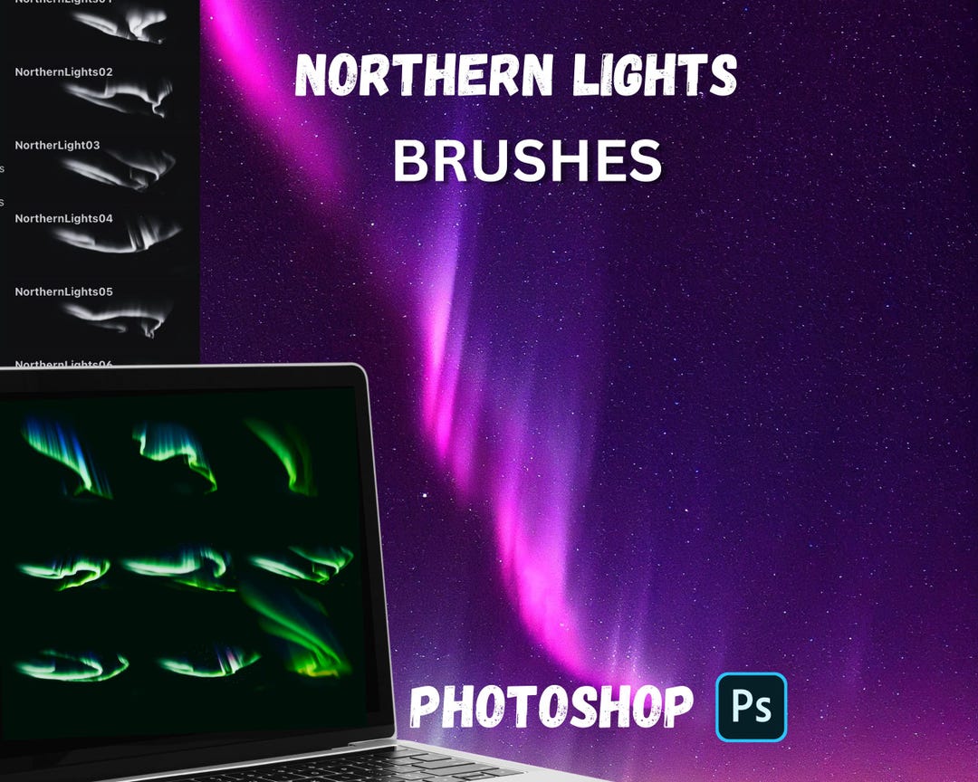 Northern Lights Photoshop Brushes: Galaxy & Star Effects (abr File ...