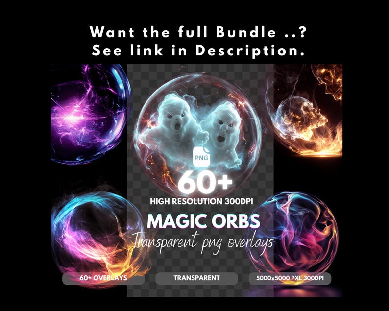 Magic Orb Photo Overlays: Fantasy Light Effects, 300 DPI (PNG Digital ...