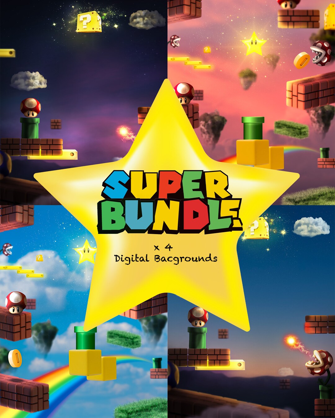 Super Mario X4 Digital Background - Digital Backgrounds for Photoshop ...