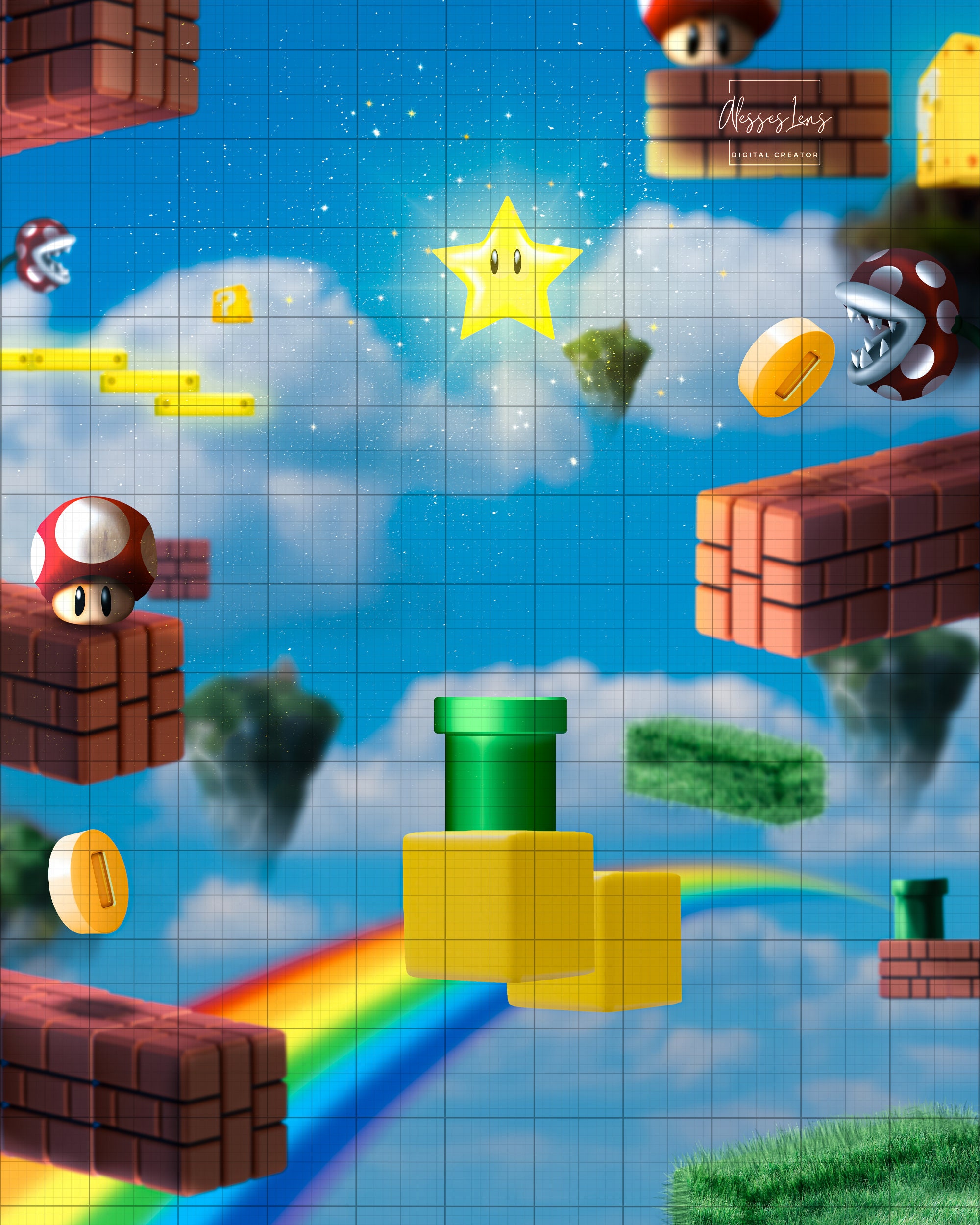 Mario Bros Digital Backgrounds,video Game Inspired, Gamer, Super Mario ...