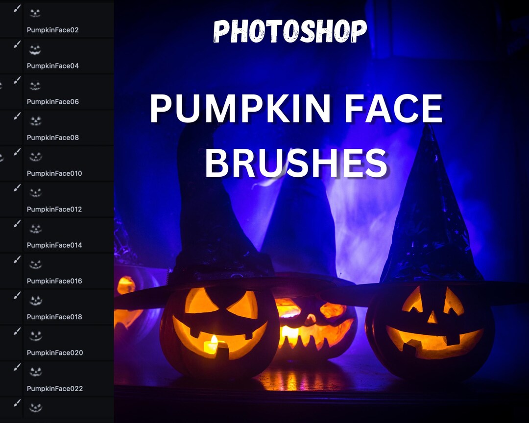 Pumpkin Face Photoshop Brushes for Halloween, Pumpkin Halloween Face ...