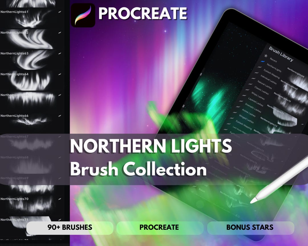 90+ Northern Lights Procreate Brushes, Aurora Borealis Brush Set ...