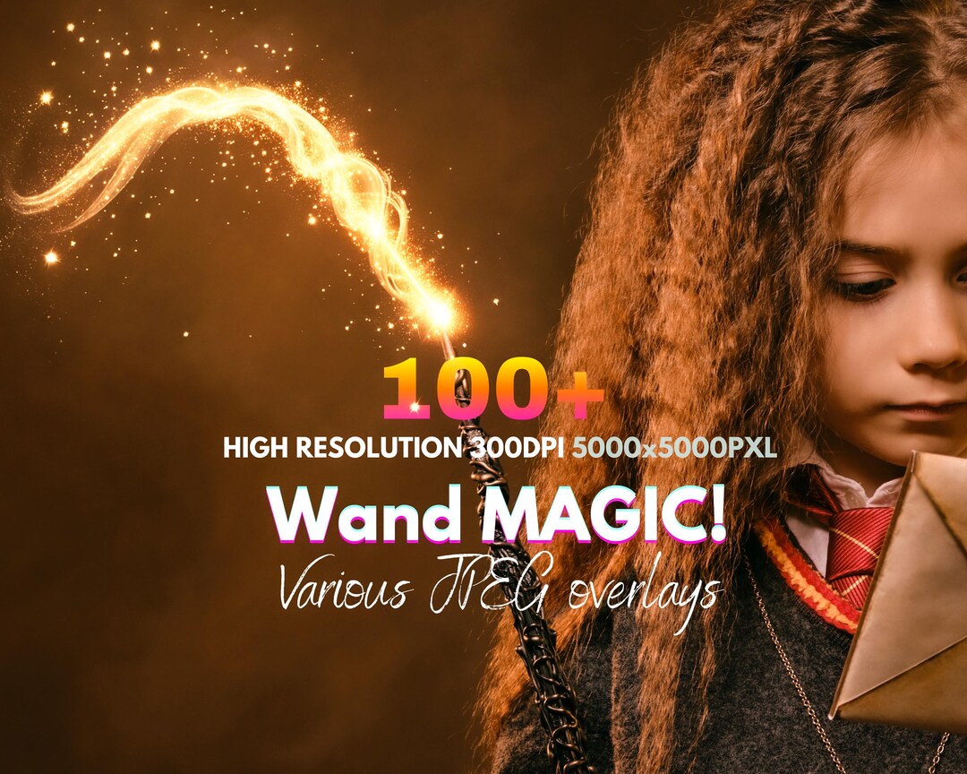 Magic Wand Photo Overlays: Wizard Witch Effects (JPEG, Photoshop ...