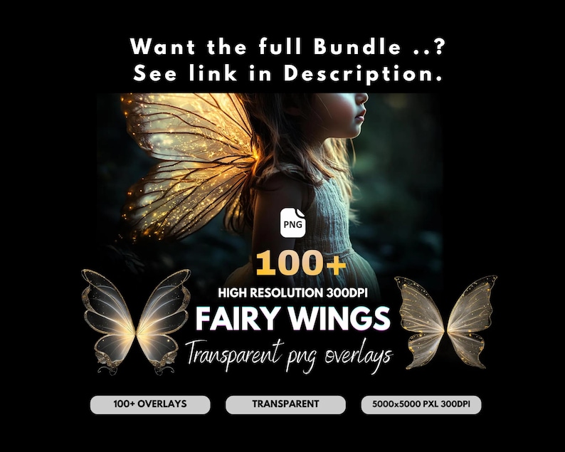 Magic Fairy Wings Photo Overlays: Fantasy Light Effects (digital ...