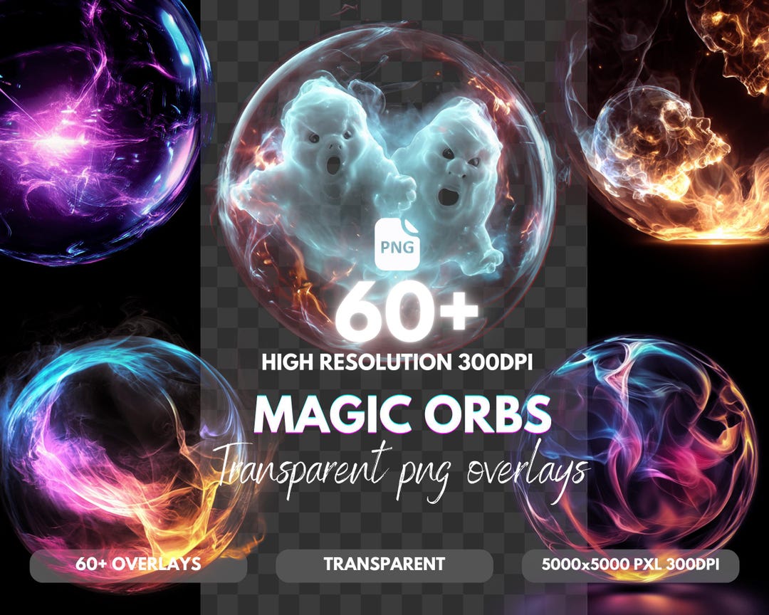 Magic Orb Photo Overlays: Fantasy Light Effects (PNG Digital Download ...