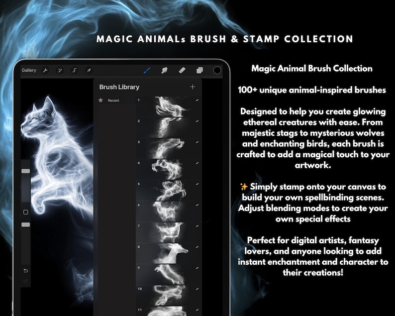 100+ Magic Animal Procreate Brushes: Halloween & Fantasy Stamps ...
