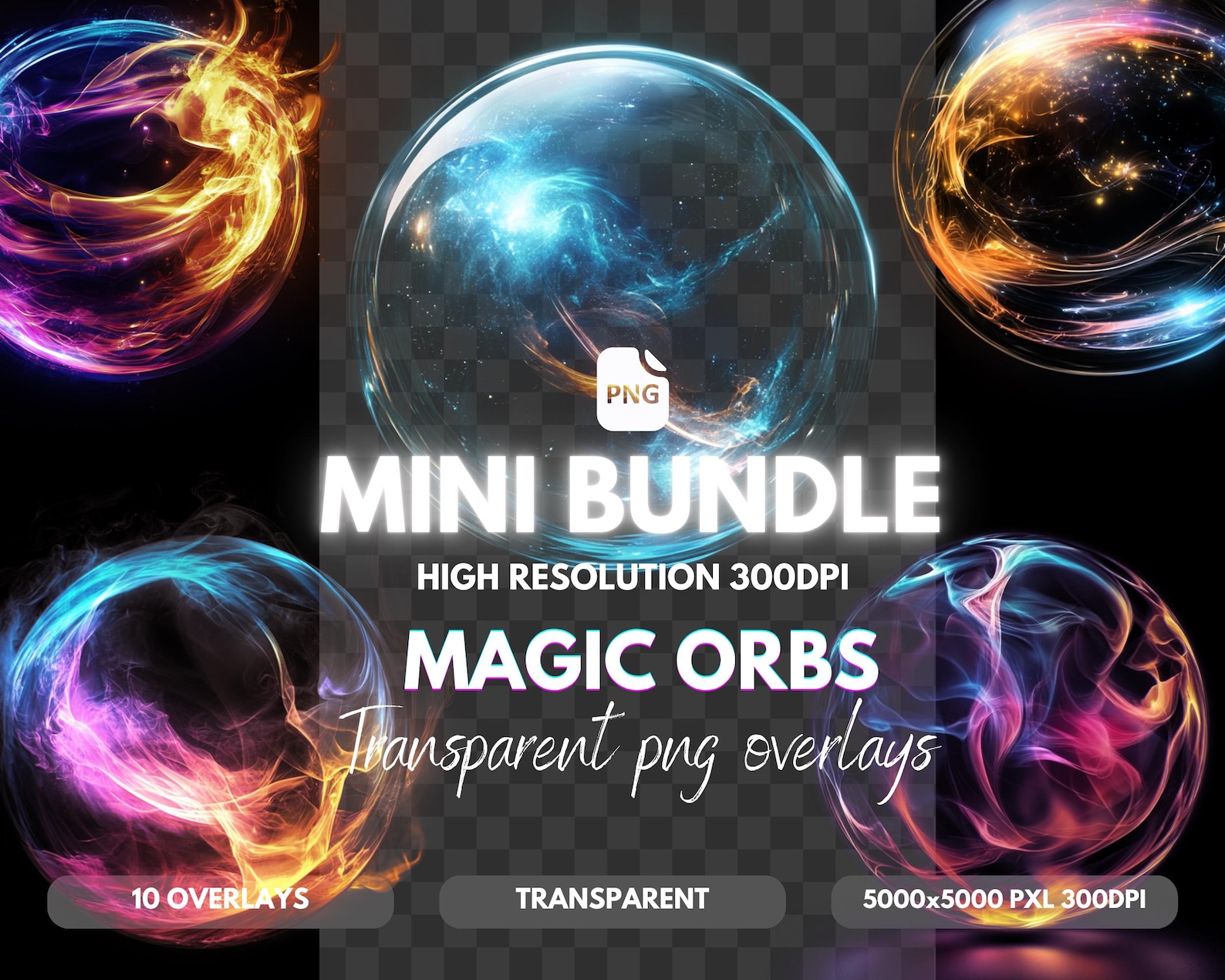 Magic Orb Photo Overlays: Fantasy Light Effects, 300 DPI (PNG Digital ...