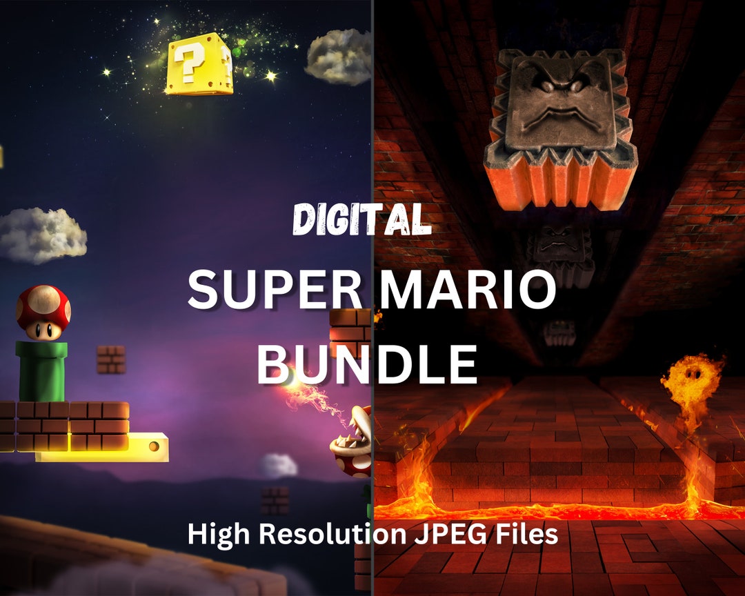Super Mario Digital Background, Video Game Inspired, Gamer, Super Mario ...