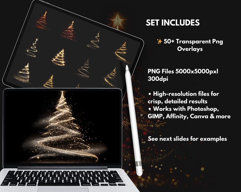 Sparkling Christmas Tree PNG Overlays | Holiday Lights Clipart (digital Download) - Etsy