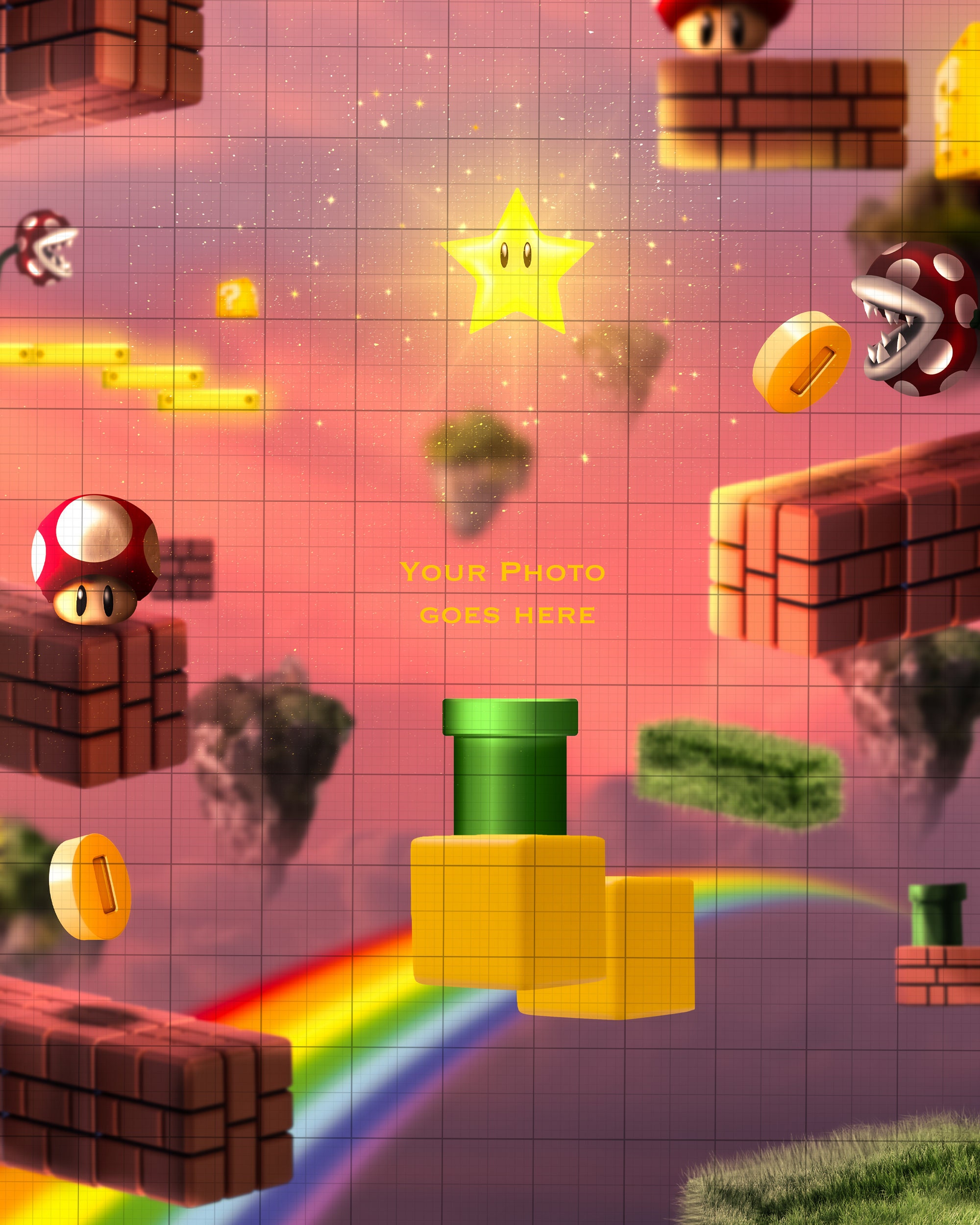 Super Mario Digital Background, Video Game Inspired, Gamer, Super Mario ...