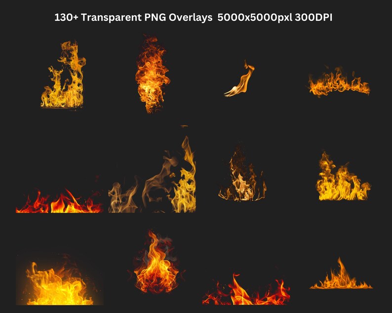 Realistic Fire Flame PNG Overlays: Smoke Textures (digital Download) - Etsy
