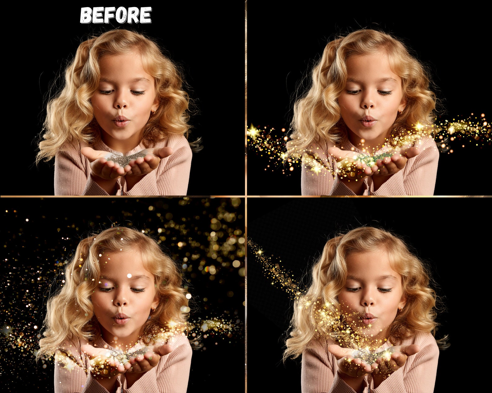 Blowing Glitter Bokeh Photoshop Overlays, Photoshop Bokeh Brushes ...