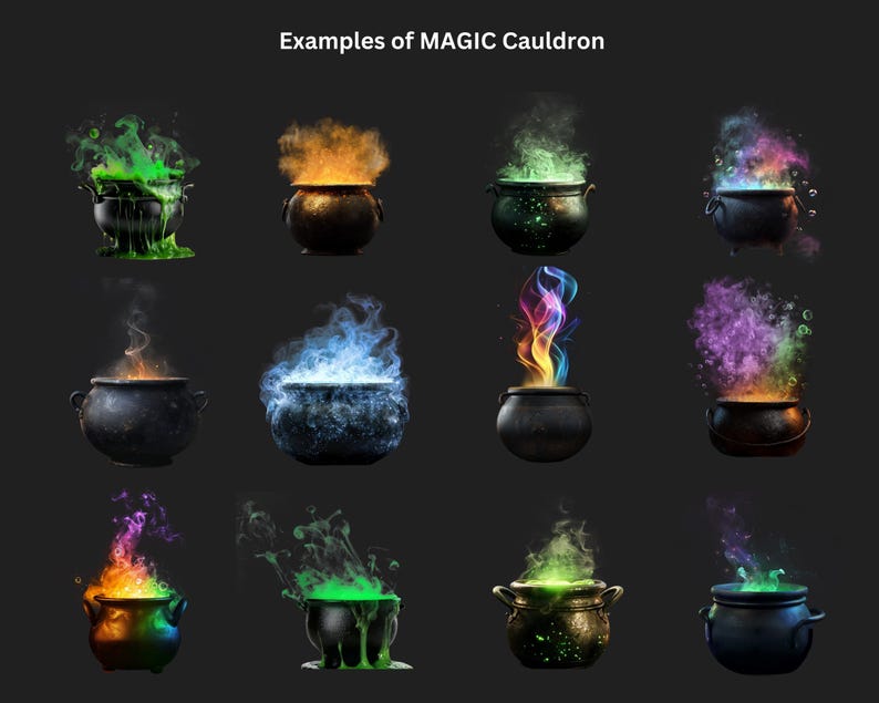 Halloween Cauldron Overlays: Magic Smoke & Bubbles Photo Effects (PNG ...