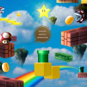 Mario Bros Digital Backgrounds,video Game Inspired, Gamer, Super Mario ...
