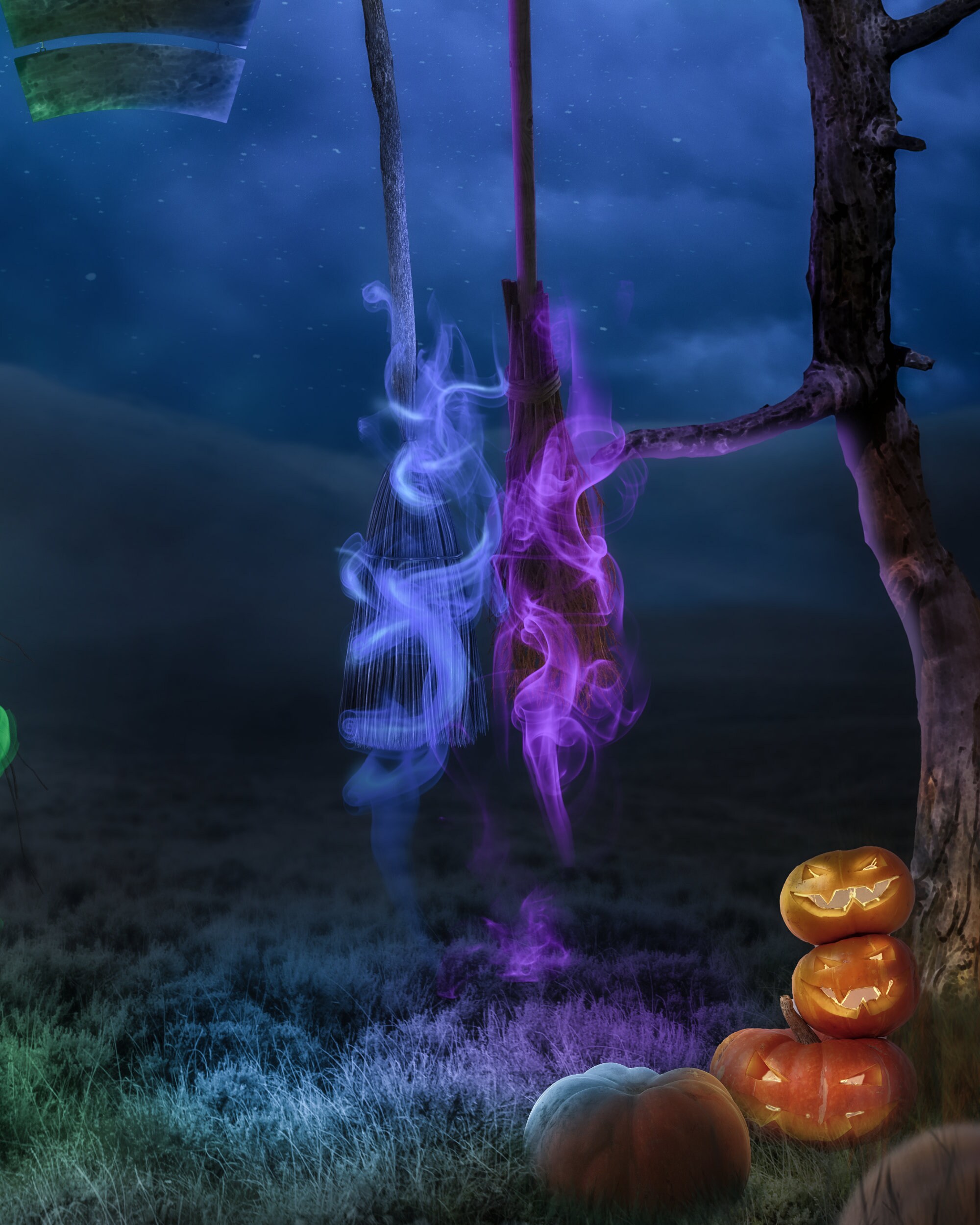 Halloween Witch Backdrop Photography Composite Witch Broom - Etsy